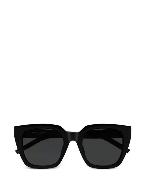 Saint Laurent Logo-plaque Square Frame Sunglasses - Black