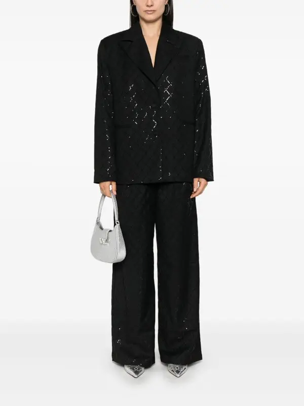 ROTATE BY BIRGER CHRISTENSEN Sequinned Wide-leg Trousers