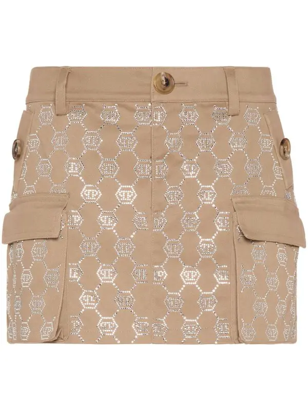 Philipp Plein Crystal Monogram Miniskirt