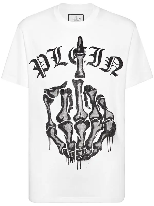 Philipp Plein Rhinestone-embellished Cotton T-shirt - White