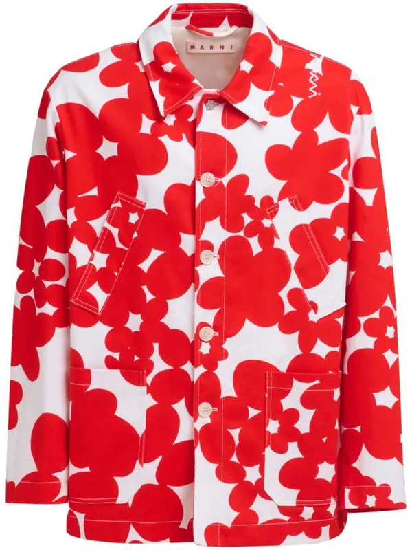 Marni Floral-print Cotton Jacket - Red