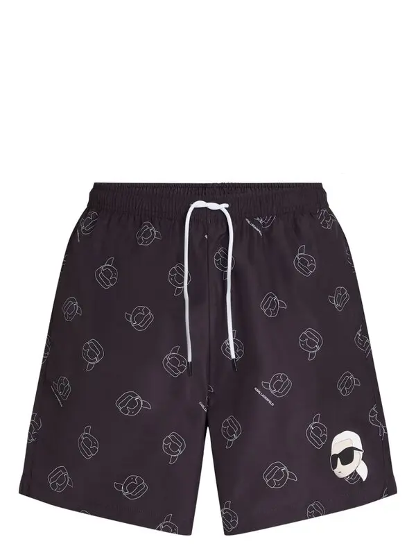 Karl Lagerfeld Ikon All-over-print Swim Shorts - Black