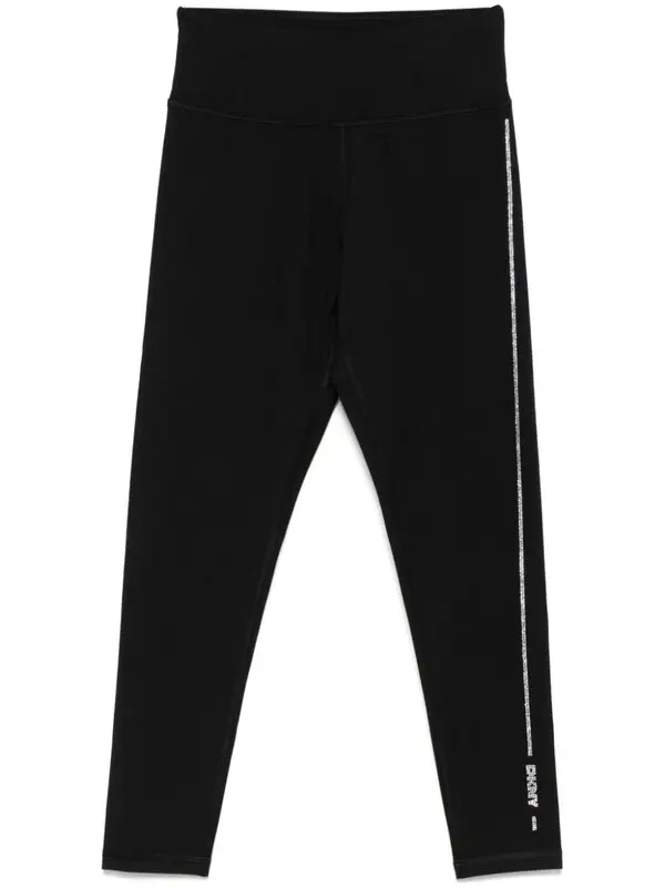 Dkny Rhinestone-logo Leggings - Black