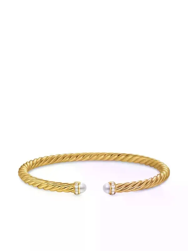 David Yurman 18kt Yellow Cablespira Pearl And Diamonds Bracelet - Gold