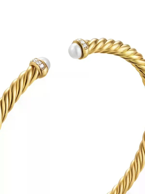 David Yurman 18kt Yellow Cablespira Pearl And Diamonds Bracelet - Gold