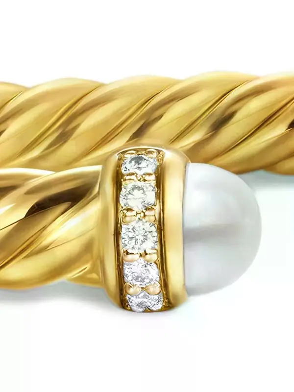 David Yurman 18kt Yellow Cablespira Pearl And Diamonds Bracelet - Gold