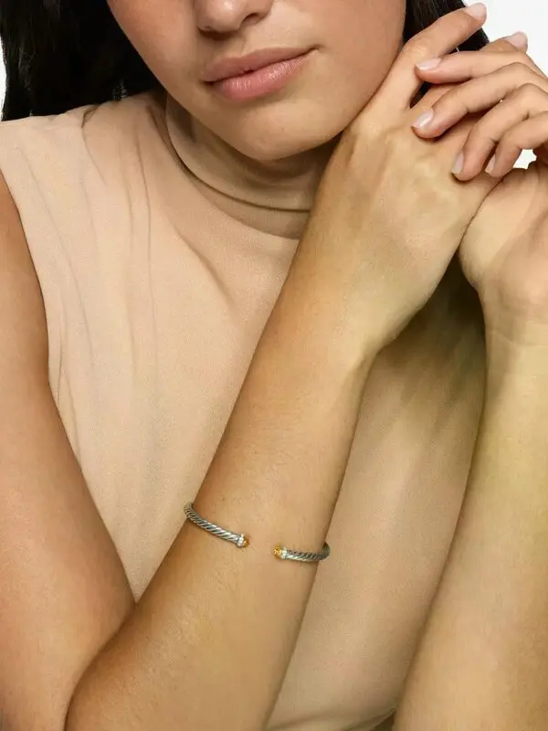 David Yurman Cablespira Citrine And Diamond Bracelet - Silver