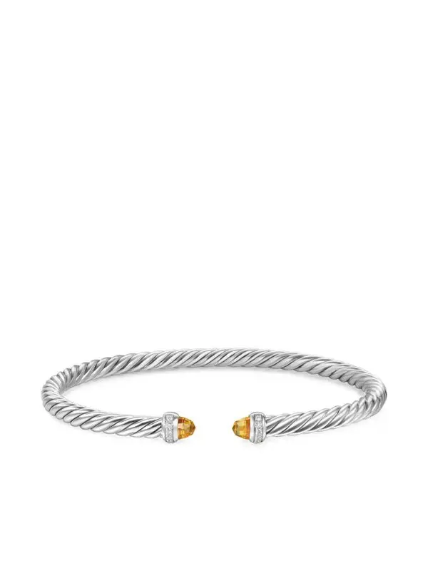 David Yurman Cablespira Citrine And Diamond Bracelet - Silver
