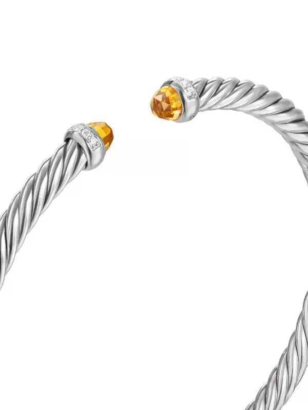 David Yurman Cablespira Citrine And Diamond Bracelet - Silver