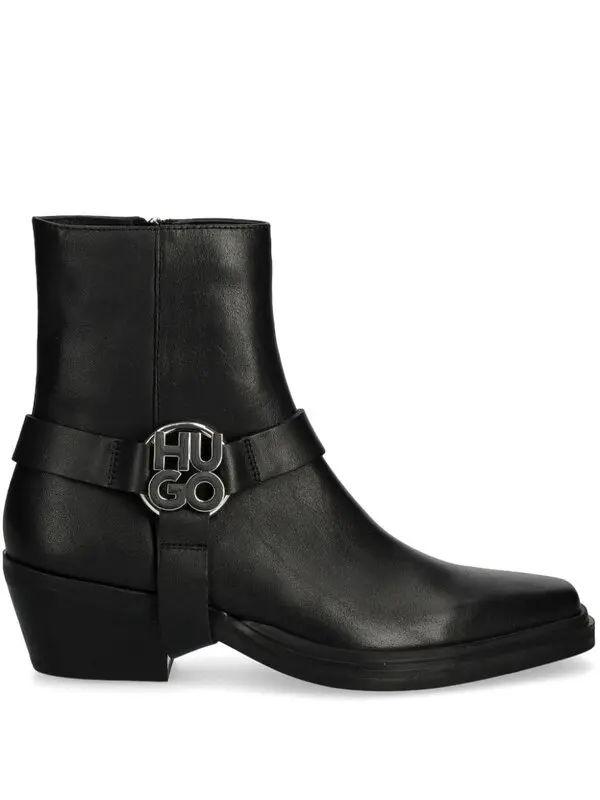 Hugo 50mm Logo Plaque Biker Boots