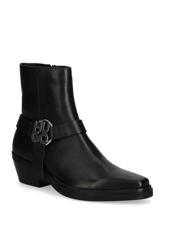 Hugo 50mm Logo Plaque Biker Boots