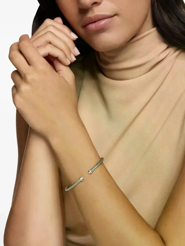 David Yurman Cablespira Pearl And Diamond Bracelet
