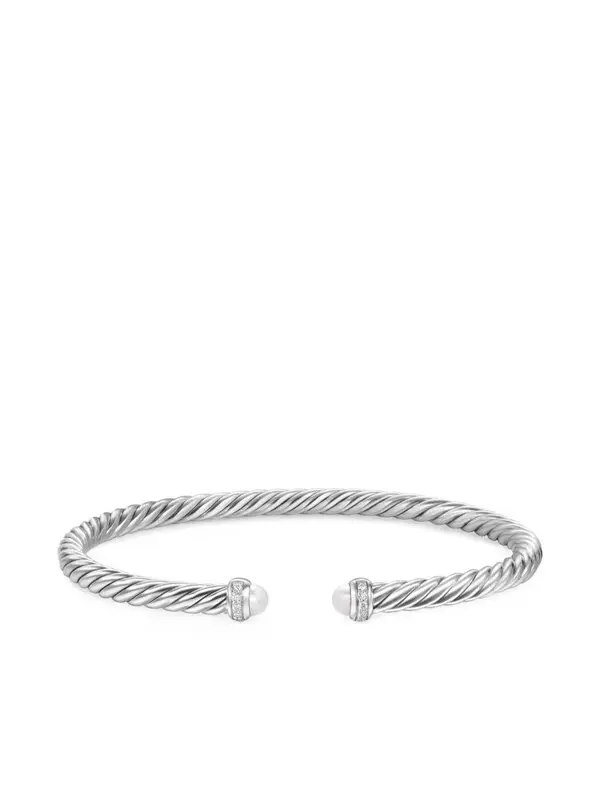 David Yurman Cablespira Pearl And Diamond Bracelet