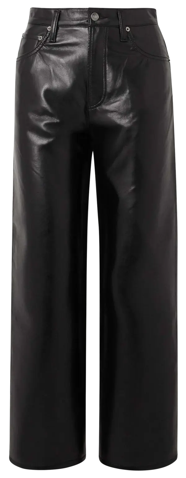 AGOLDE Ren Cropped Leather Pants - Black
