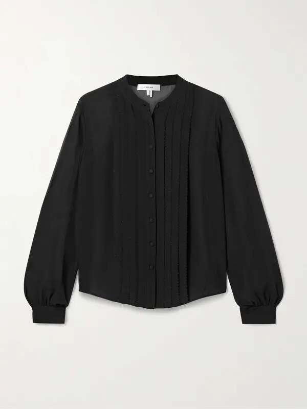FRAME Bead-embellished Silk Crepe De Chine Blouse