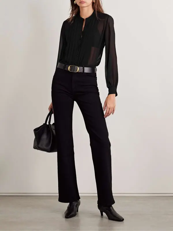 FRAME Bead-embellished Silk Crepe De Chine Blouse