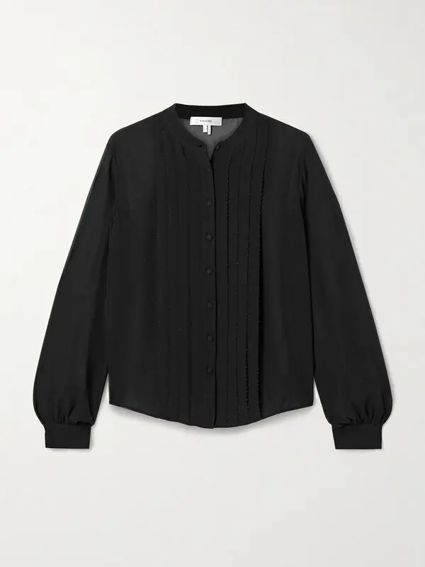 FRAME Bead-embellished Silk Crepe De Chine Blouse