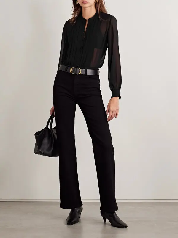 FRAME Bead-embellished Silk Crepe De Chine Blouse
