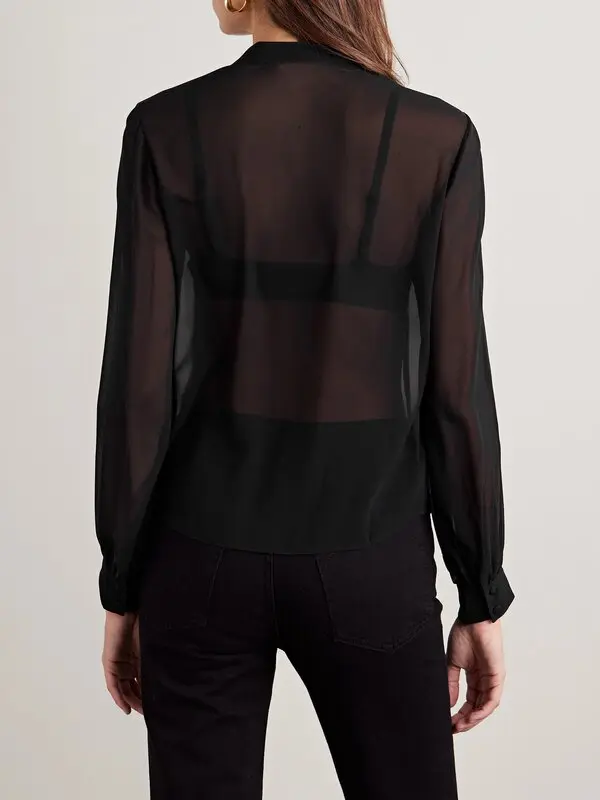 FRAME Bead-embellished Silk Crepe De Chine Blouse