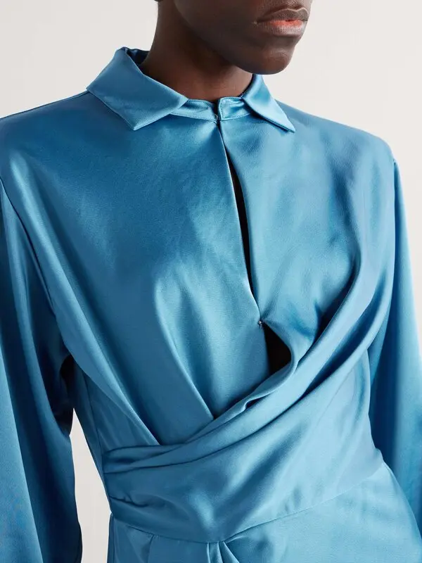 Simkhai Talit Draped Satin Mini Dress - Blue