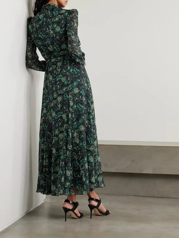 saloni jacqui-b belted floral silk midi dress SALONI Jacqui-B Dress