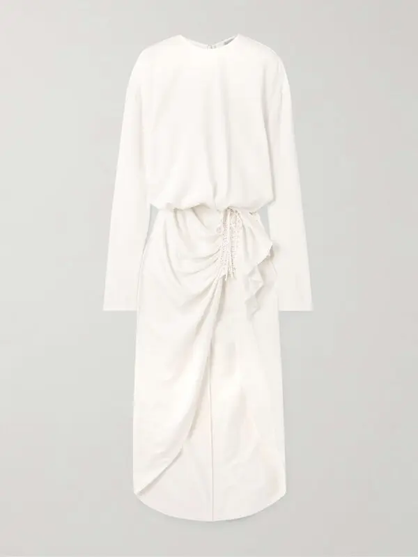 Christopher Esber Cadence Ruched Ruffled Crepe Maxi Dress