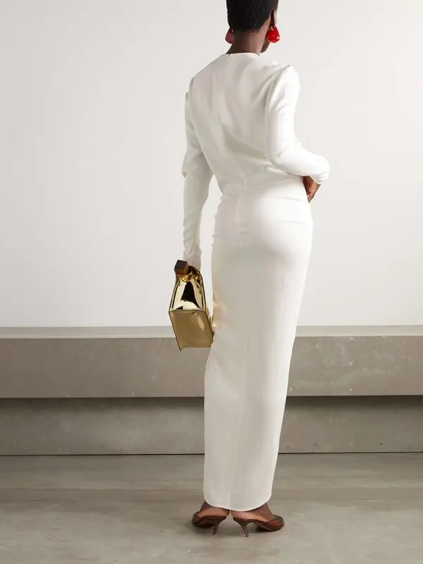 Christopher Esber Cadence Ruched Ruffled Crepe Maxi Dress
