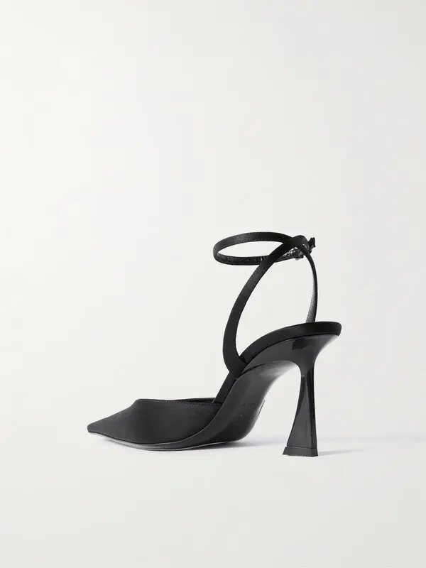 Saint Laurent Aimee Leather-trimmed Satin Pumps