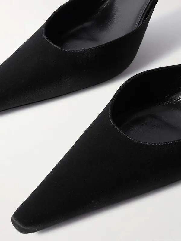 Saint Laurent Aimee Leather-trimmed Satin Pumps