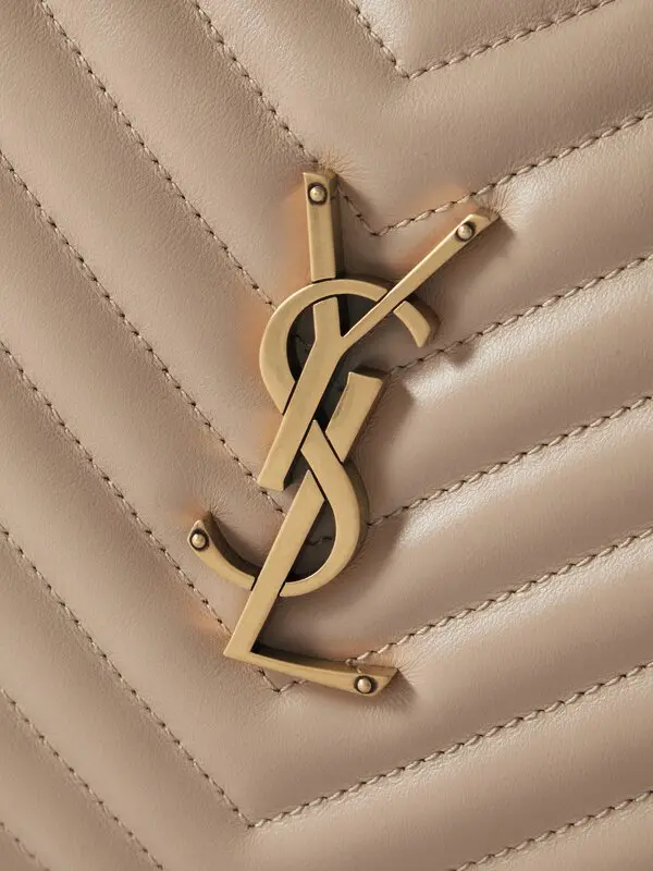 Saint Laurent Loulou Medium Matelassé Leather Shoulder Bag - Neutrals