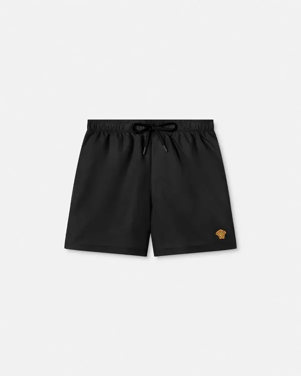 Versace Embroidered Medusa Swim Boardshorts - Black