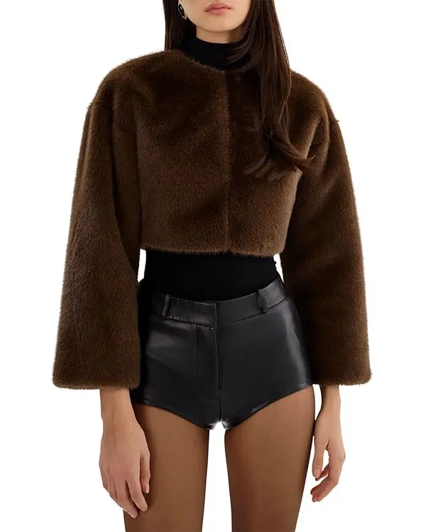 LAMARQUE Rowdie Faux Fur Jacket - Walnut