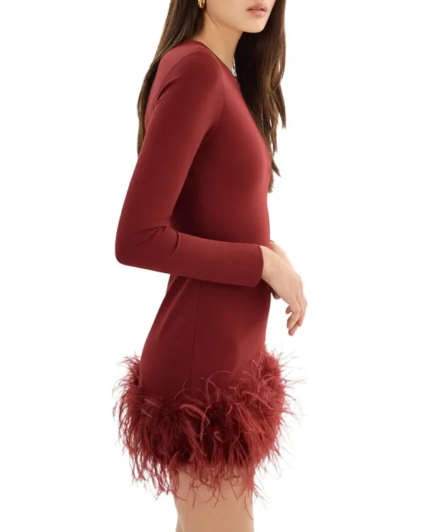 LAMARQUE Bahira Feathered Dress - Syrah