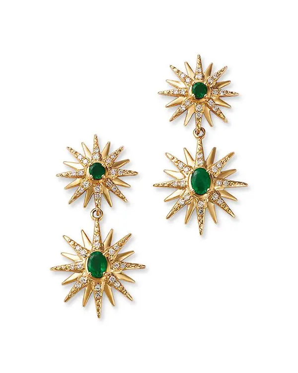 Bloomingdale'S Emerald & Diamond Drop Earrings - Green/gold
