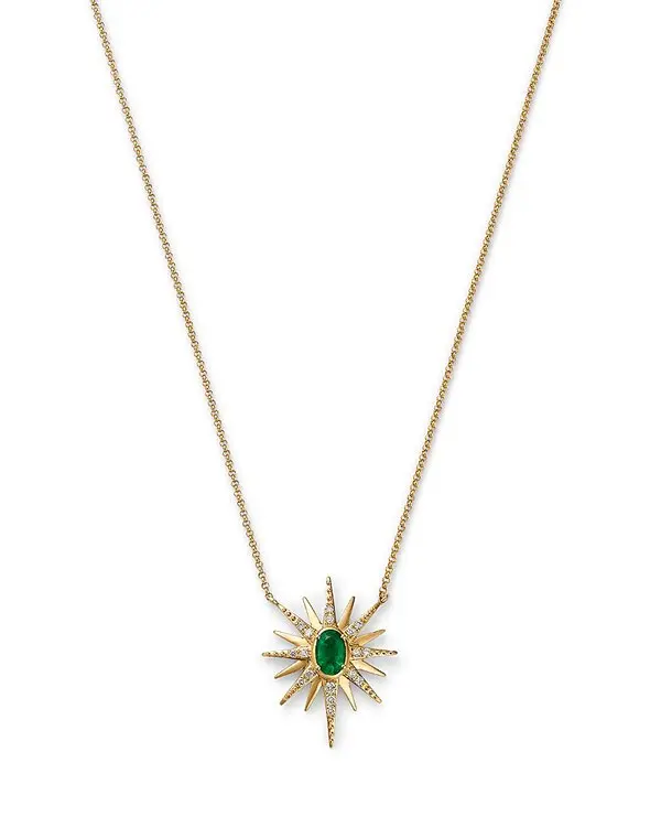 Bloomingdale'S Emerald And Diamond Pendant Necklace - Green/gold