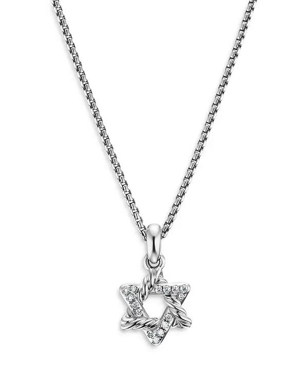 David Yurman Star Of David Diamond Pendant Necklace - Silver
