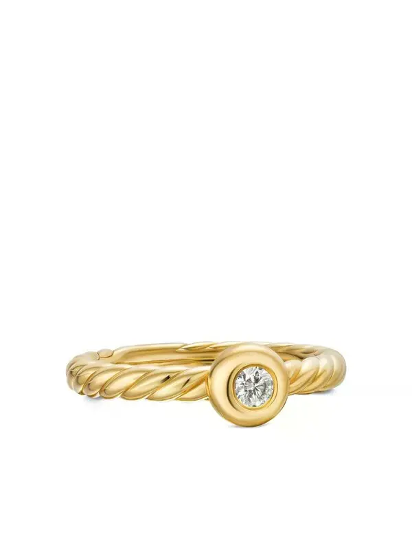 David Yurman 18kt Yellow Petite Cable Diamond Ring - Gold