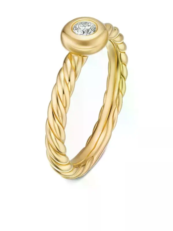 David Yurman 18kt Yellow Petite Cable Diamond Ring - Gold