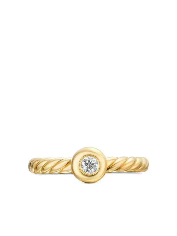 David Yurman 18kt Yellow Petite Cable Diamond Ring - Gold