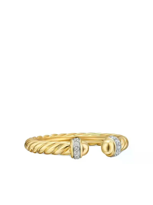 David Yurman 18kt Yellow Open Diamond Band Ring - Gold