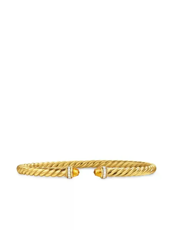 David Yurman 18kt Yellow Cablespira Citrine And Diamond Bracelet - Gold