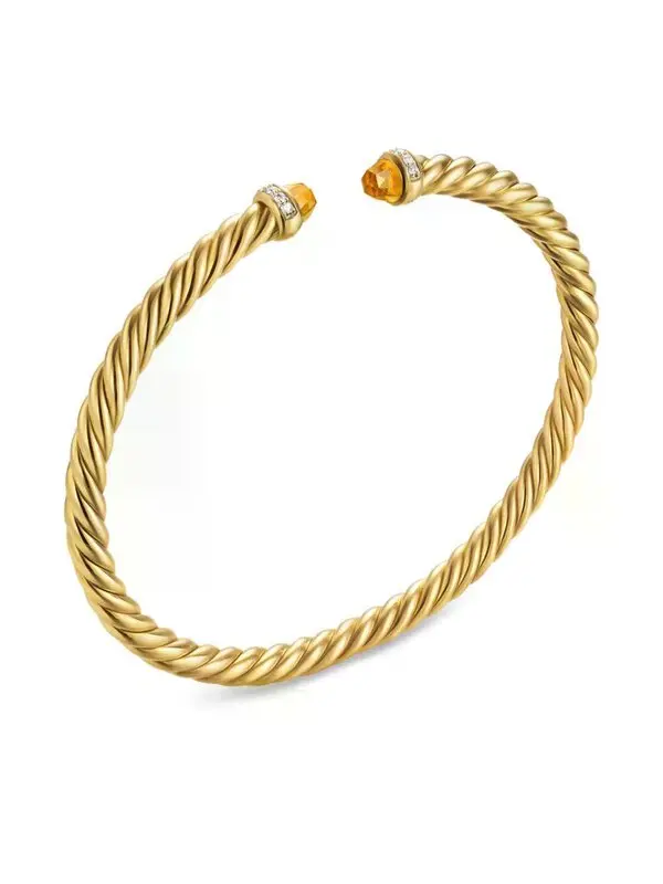 David Yurman 18kt Yellow Cablespira Citrine And Diamond Bracelet - Gold