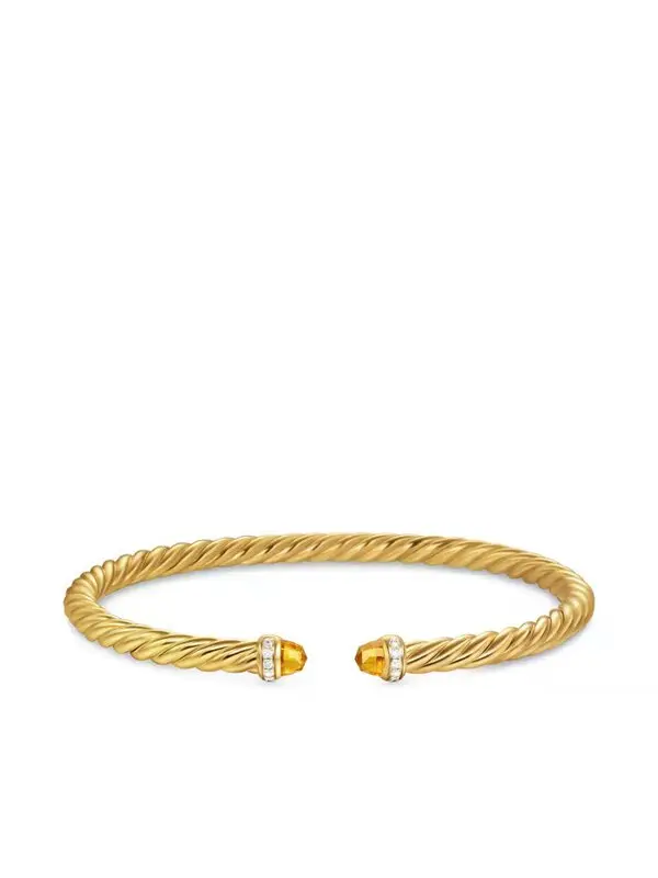 David Yurman 18kt Yellow Cablespira Citrine And Diamond Bracelet - Gold