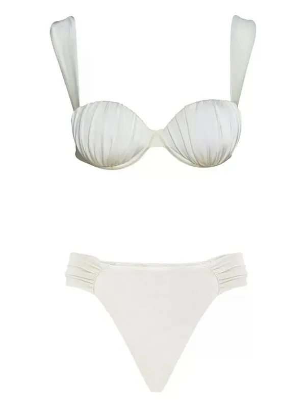NOIRE SWIMWEAR Ruched Balconette Bikini - Neutrals