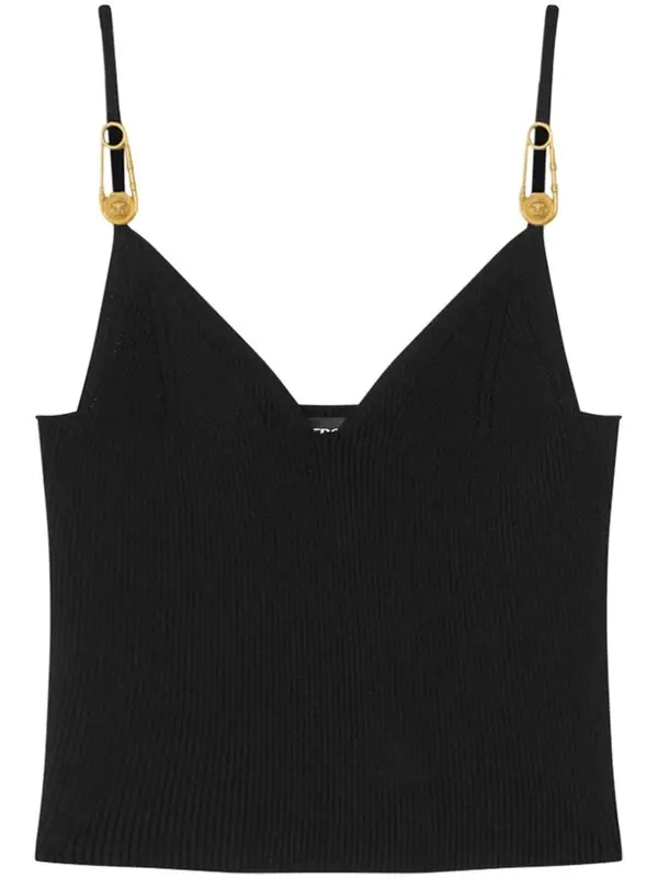 Versace Safety Pin Knit Top - Black