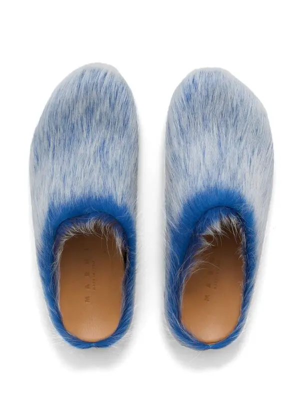Marni Calf Hair Clogs - Blue