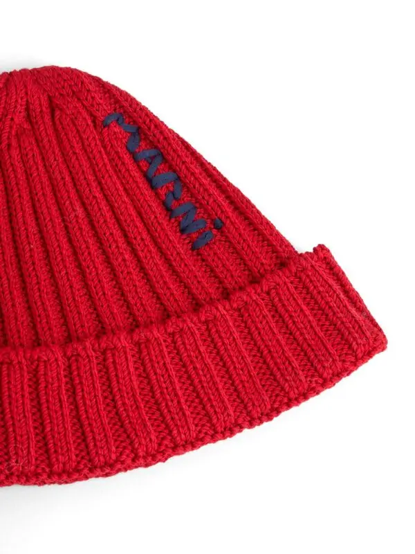Marni Logo-embroidered Cotton Beanie - Red