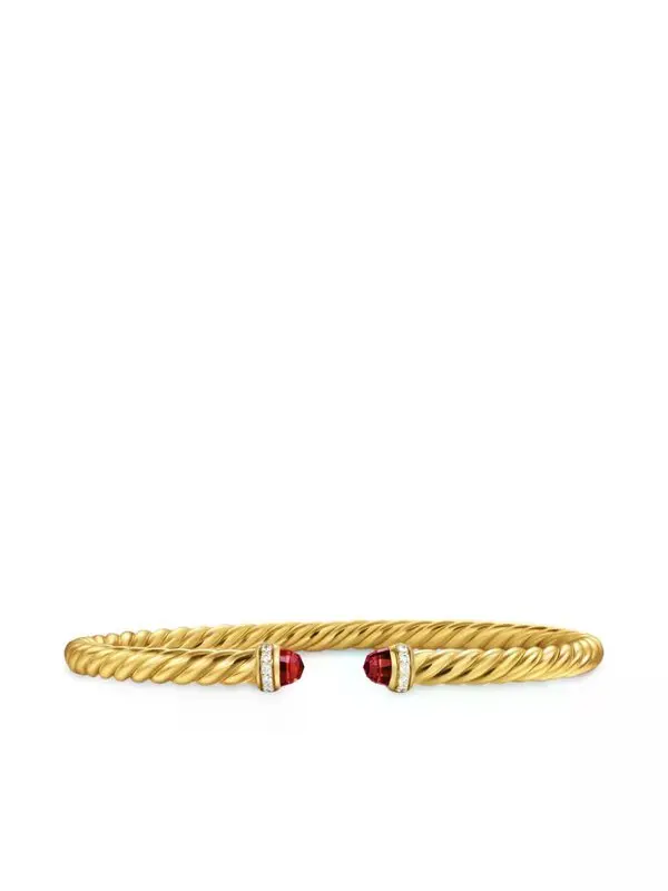 David Yurman 18kt Yellow Cablespira Garnet And Diamond Bracelet - Gold