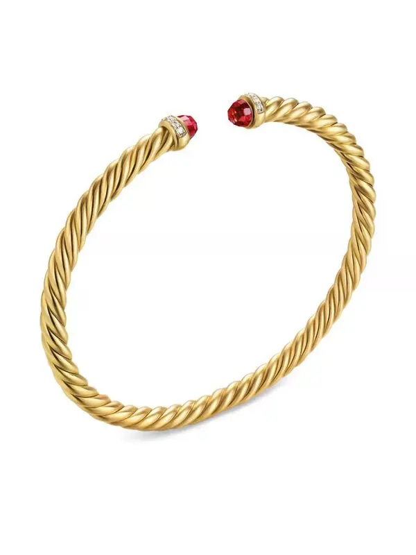 David Yurman 18kt Yellow Cablespira Garnet And Diamond Bracelet - Gold