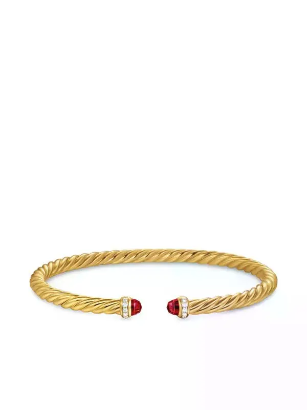 David Yurman 18kt Yellow Cablespira Garnet And Diamond Bracelet - Gold
